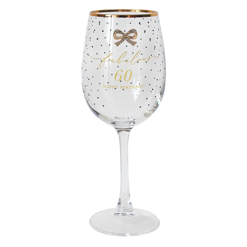 HAPPY BIRTHDAY 60TH WINE GLASS : Lesser & Pavey