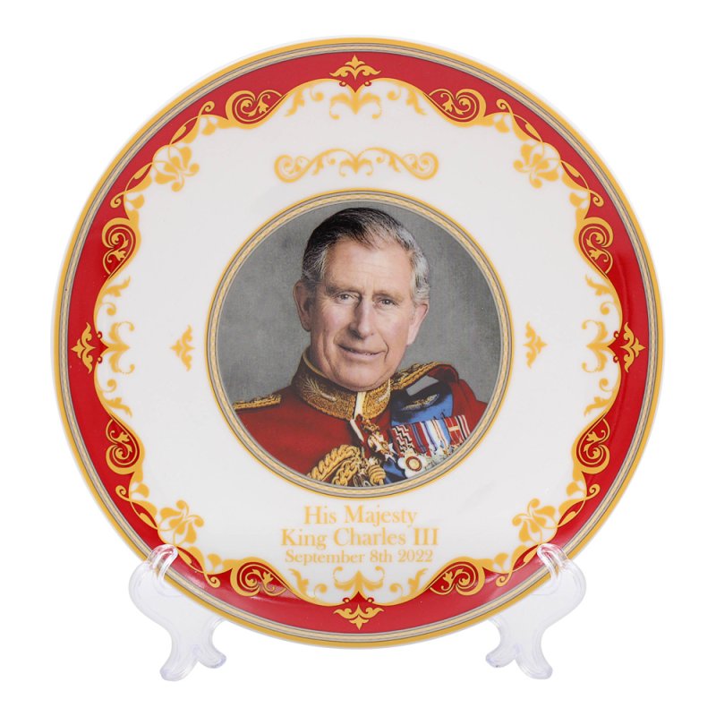 HM KING CHARLES III PLATE 8" : Lesser & Pavey