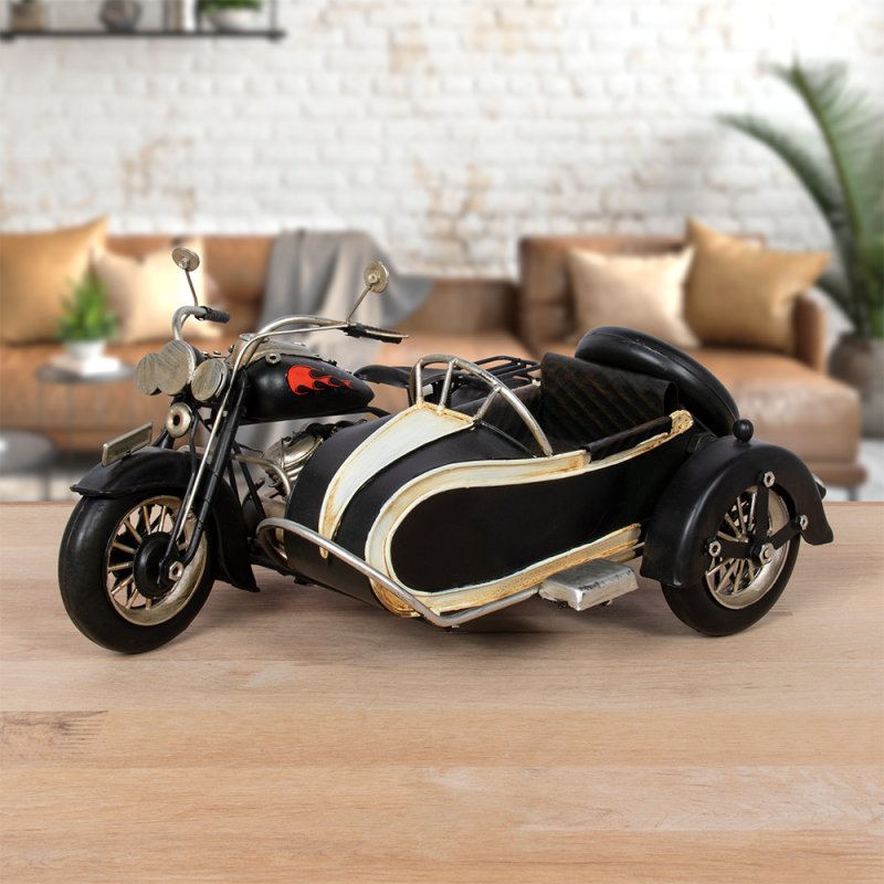 VINTAGE BLACK MOTORCYCLE &CART : Lesser & Pavey