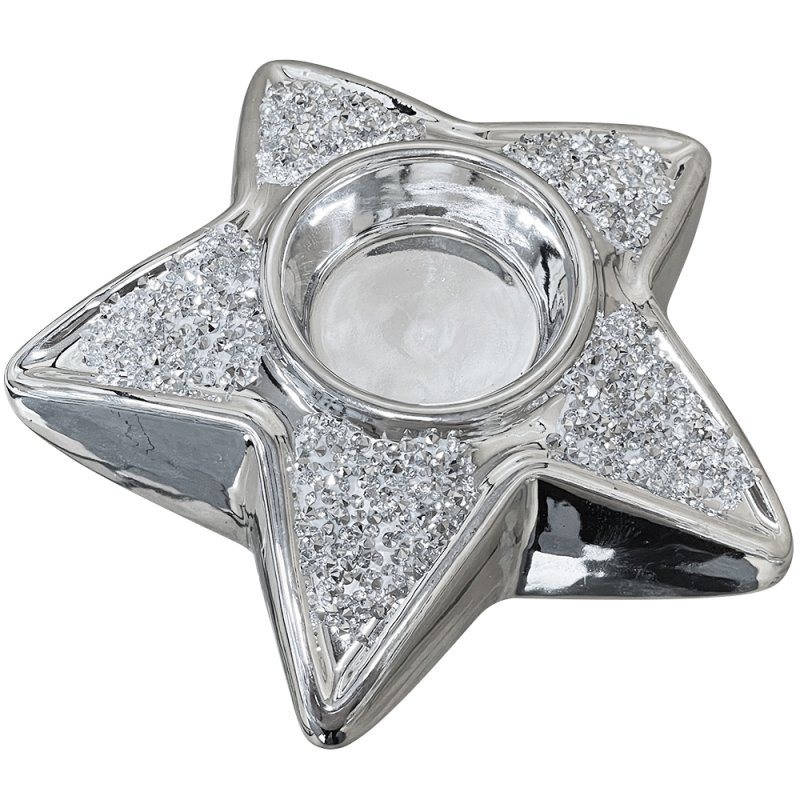 SILVER SPARKLE STAR TEA LIGHT : Lesser & Pavey