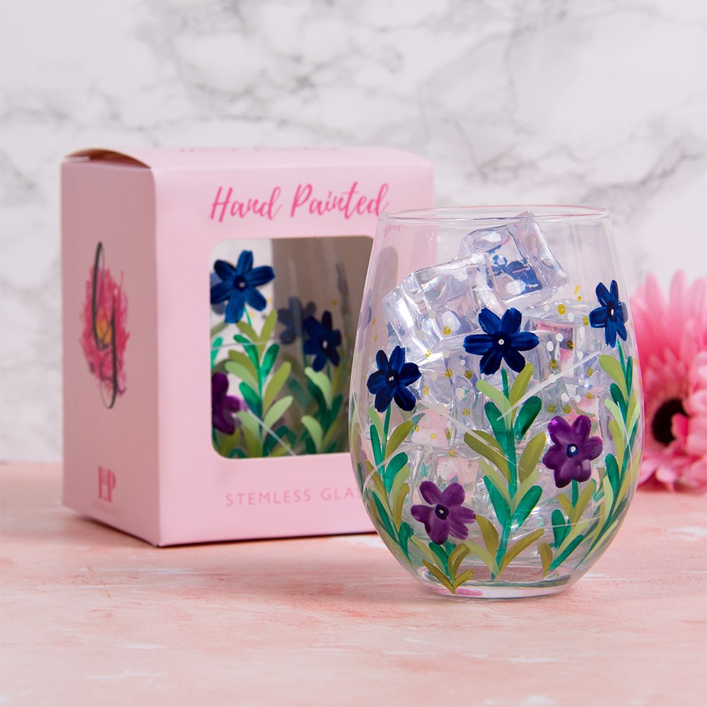 HANDPAINTED STEMLESS GLASSES : Lesser & Pavey