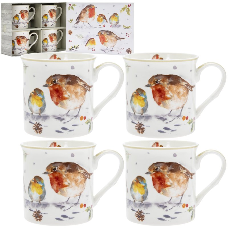 WINTER ROBINS MUGS SET OF 4 : Lesser & Pavey